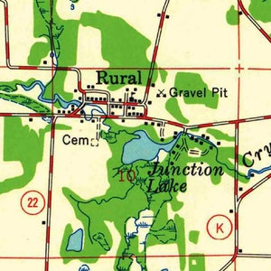 1959 Map of Waupaca Wisconsin and Chain O Lakes - Etsy
