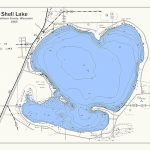 1965 Map of Shell Lake Washburn County Wisconsin - Etsy