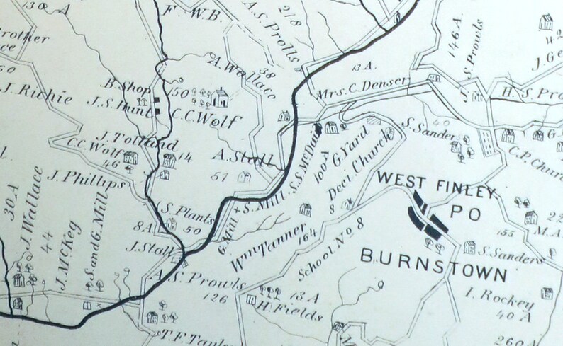1876 Map of West Finley Township Washington County | Etsy