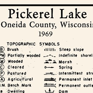 1969 Map of Pickerel Lake Oneida County Wisconsin - Etsy