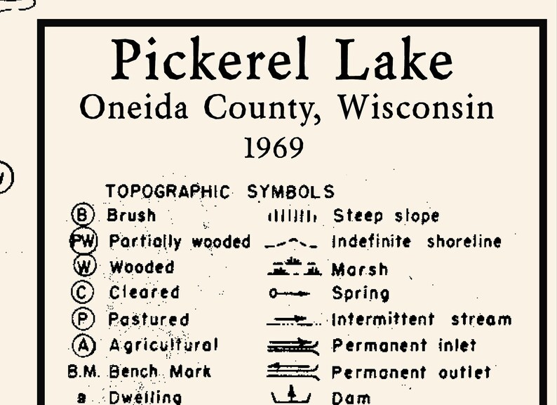 1969 Map of Pickerel Lake Oneida County Wisconsin - Etsy