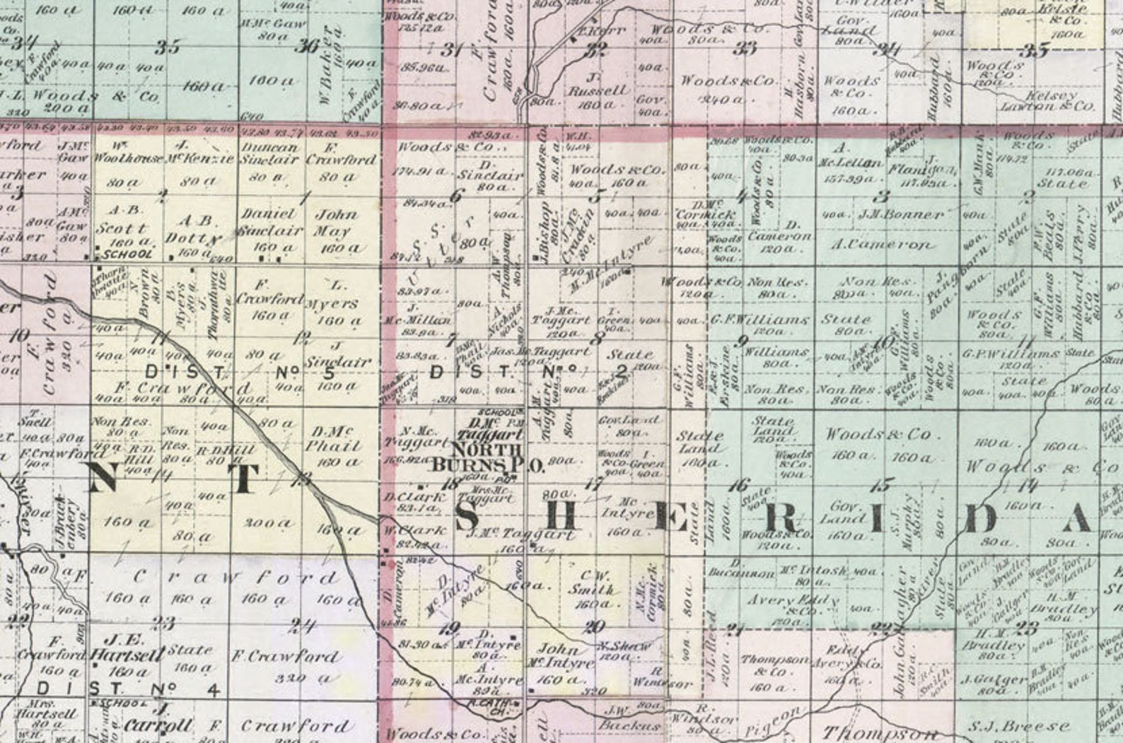 1875 Farm Line Map of Huron County Michigan Caseville White - Etsy