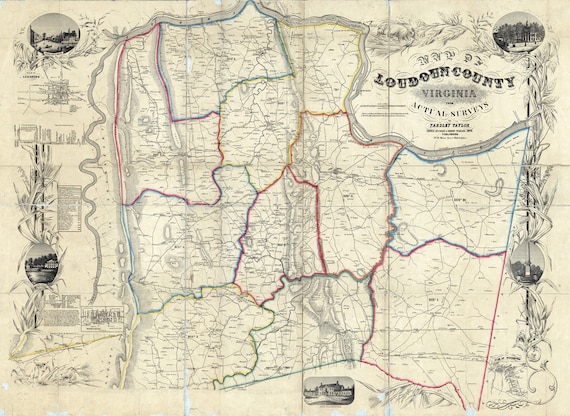 1854 Map of Loudoun County Virginia Genealogy Farm Names - Etsy