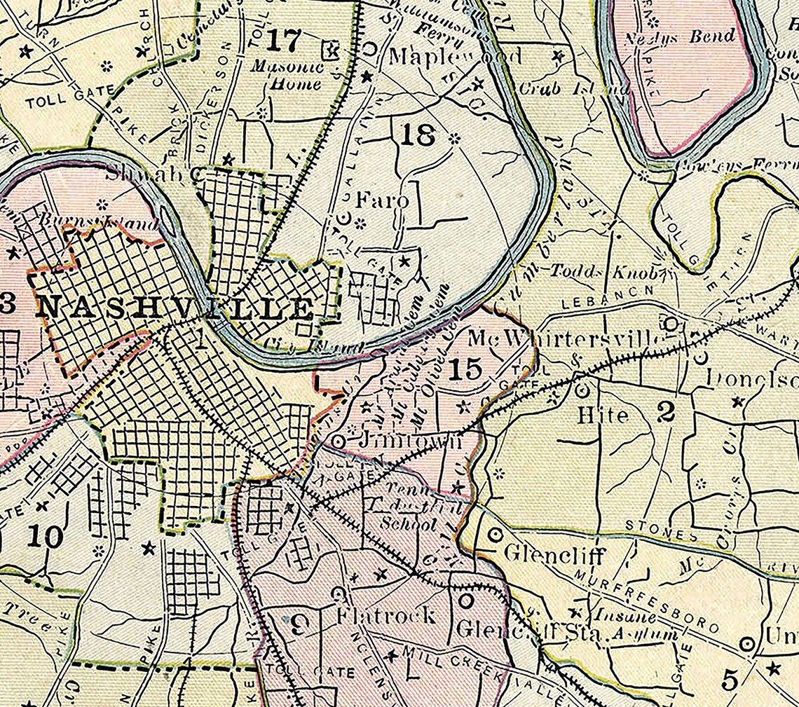 1900 Map of Davidson County Tennessee - Etsy