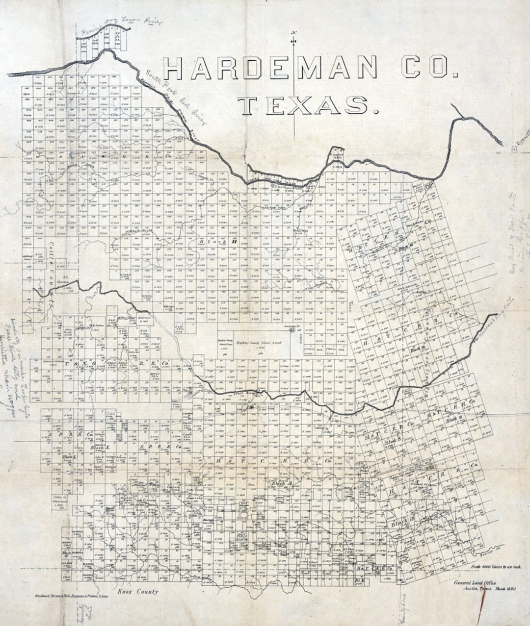 1880 Farm Line Map of Hardeman County Texas - Etsy