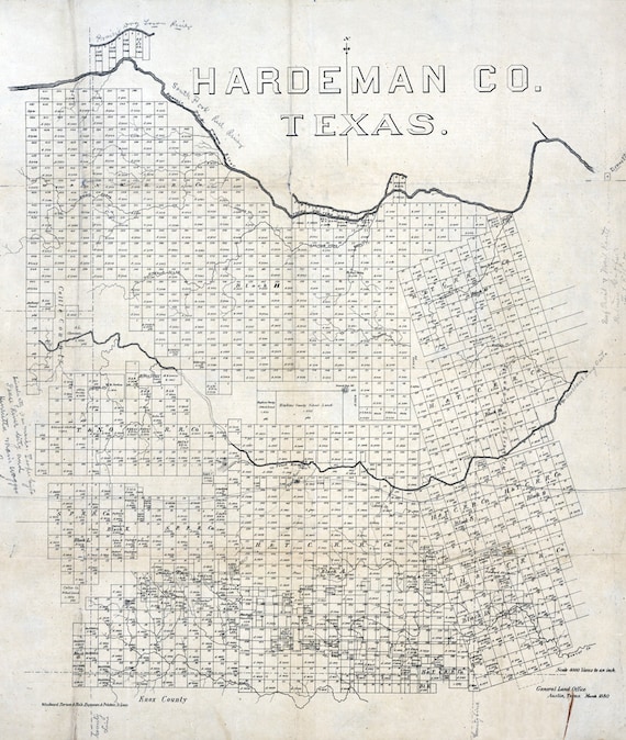 1880 Farm Line Map of Hardeman County Texas | Etsy