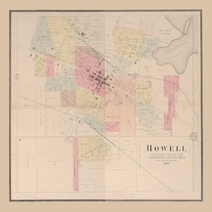 1895 Map of Howell Livingston County Michigan - Etsy