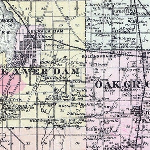 1896 Map of Dodge County Wisconsin - Etsy