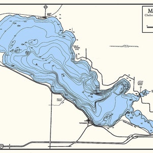 1956 Map of Mullett Lake Cheboygan County Michigan - Etsy