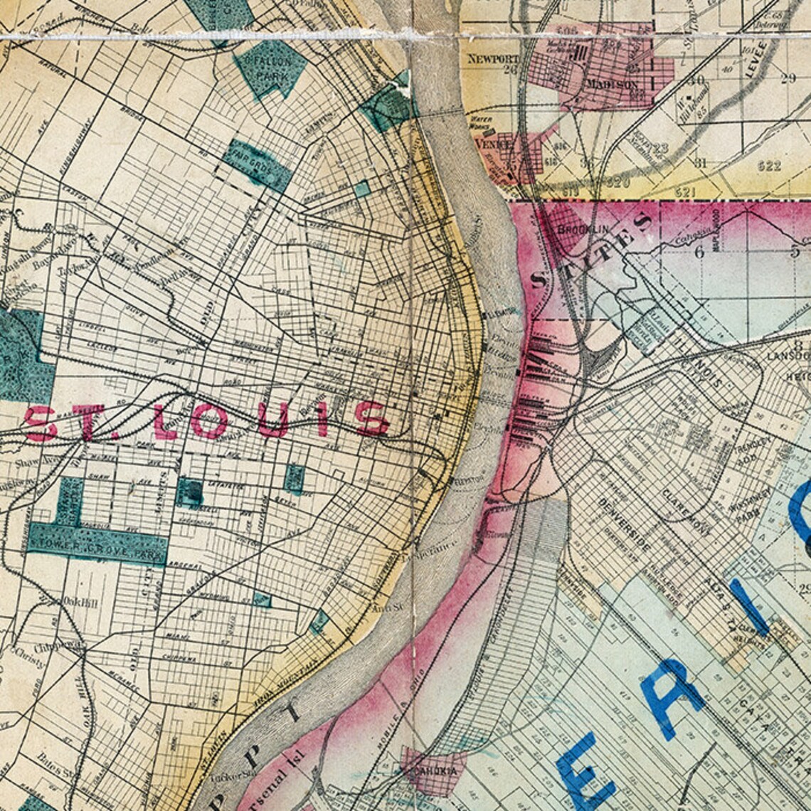 1891 Map of Saint Louis Missouri and Vicinity | Etsy