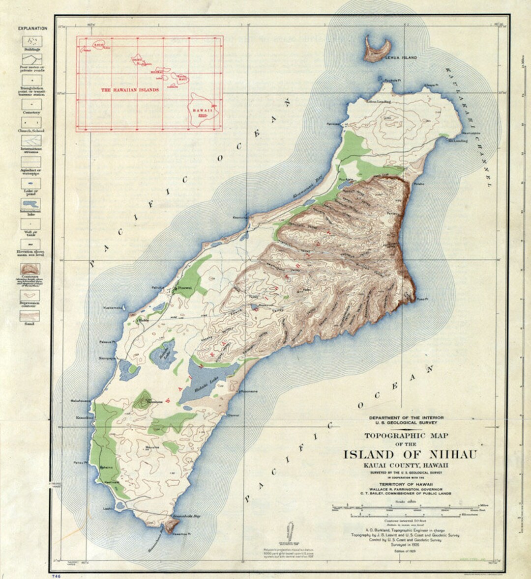 1926 Map of Niihau Kauai County Hawaii - Etsy