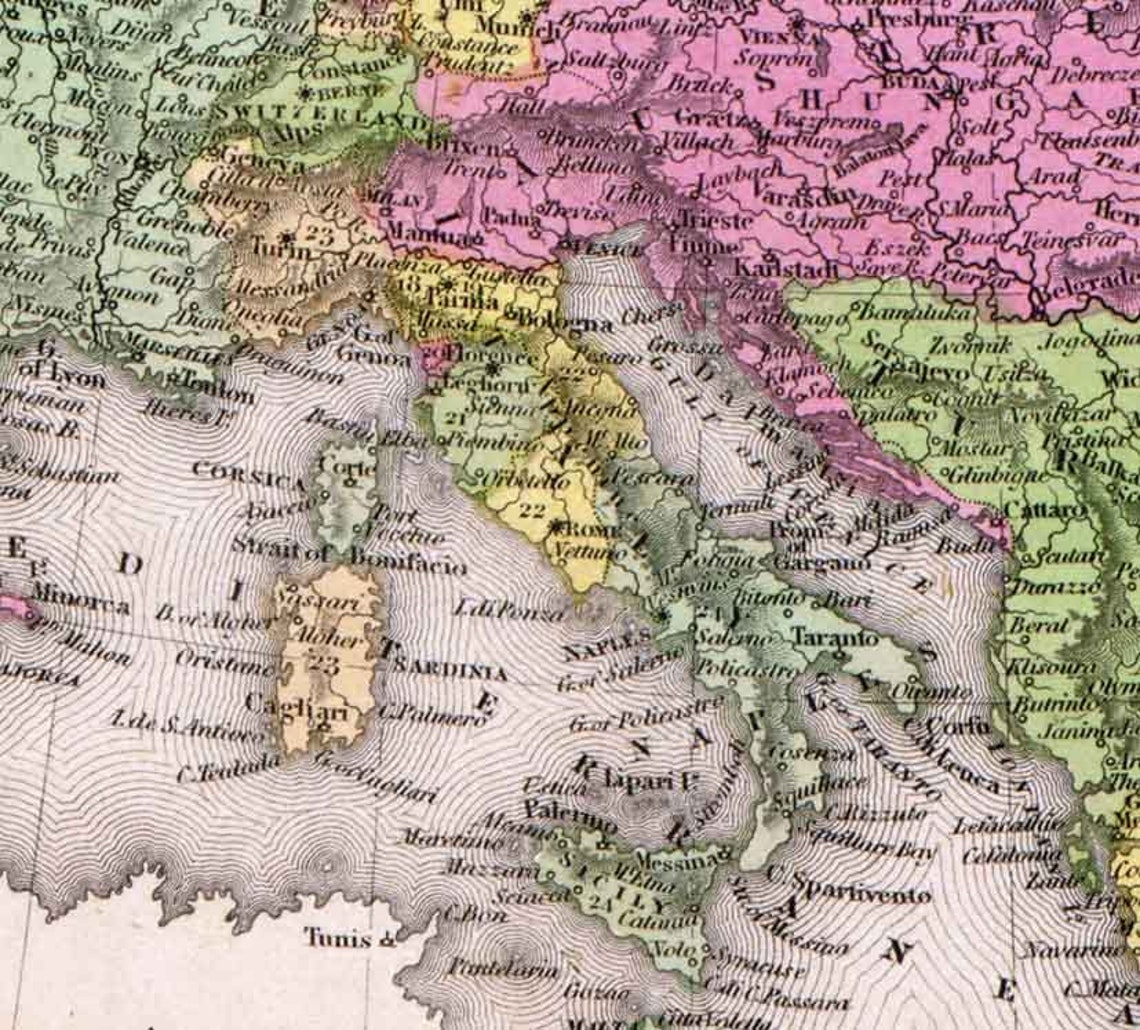 1849 Map of Europe - Etsy