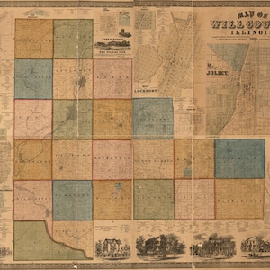 1864 Farm Line Map of Will County Illinois - Etsy