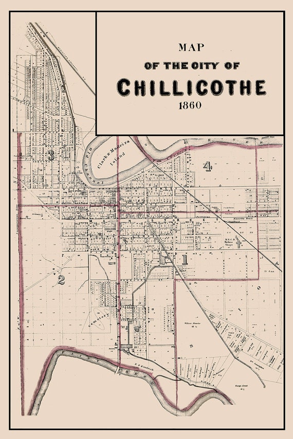 1860 Town Map of Chillicothe Ross County Ohio - Etsy