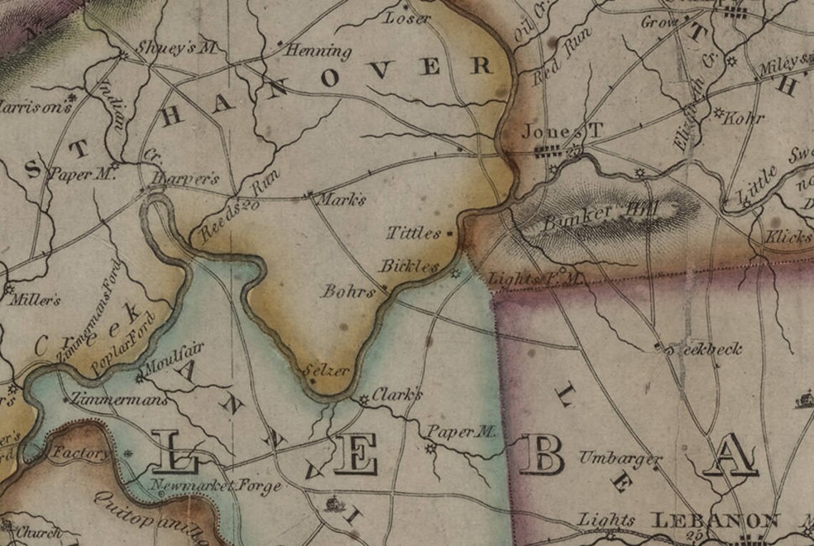 1818 Map of Dauphin & Lebanon County Pennsylvania - Etsy