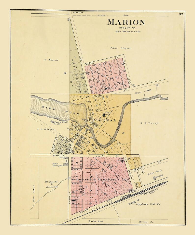 1889 Town Map of Marion Waupaca County Wisconsin - Etsy