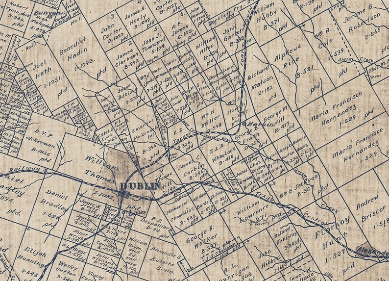 1896 Farm Line Map of Erath County Texas | Etsy