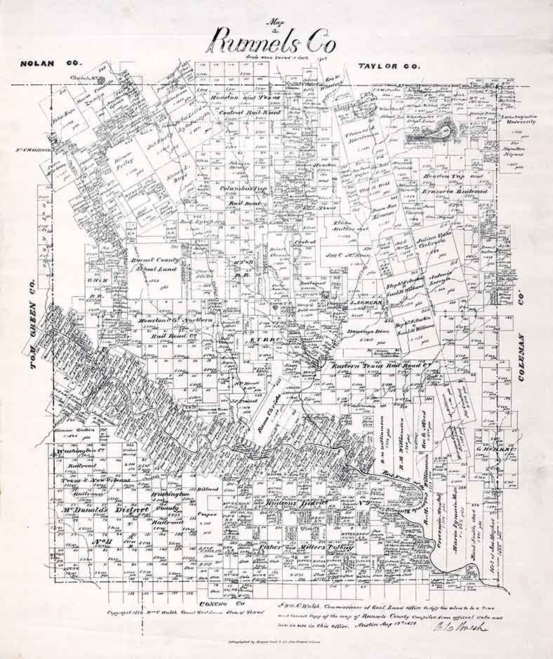 1879 Farm Line Map of Runnels County Texas | Etsy Australia