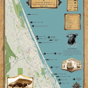 Shipwreck Map of Flagler Beach to New Smyrna Beach Florida - Etsy