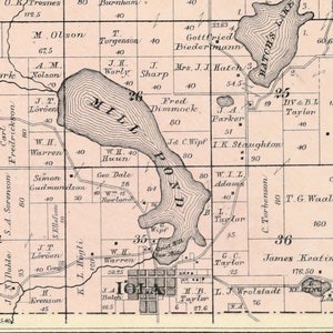 1889 Map of Iola Township Waupaca County Wisconsin - Etsy