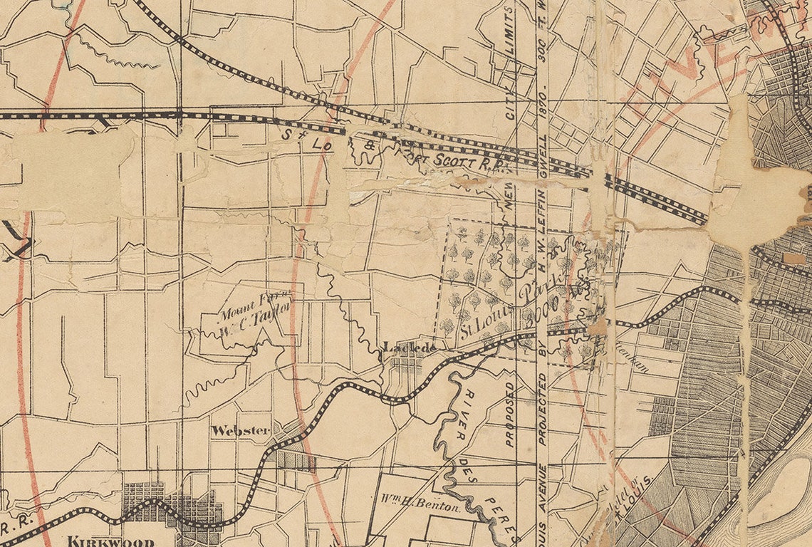 1870 Map of Saint Louis Missouri and Environs | Etsy