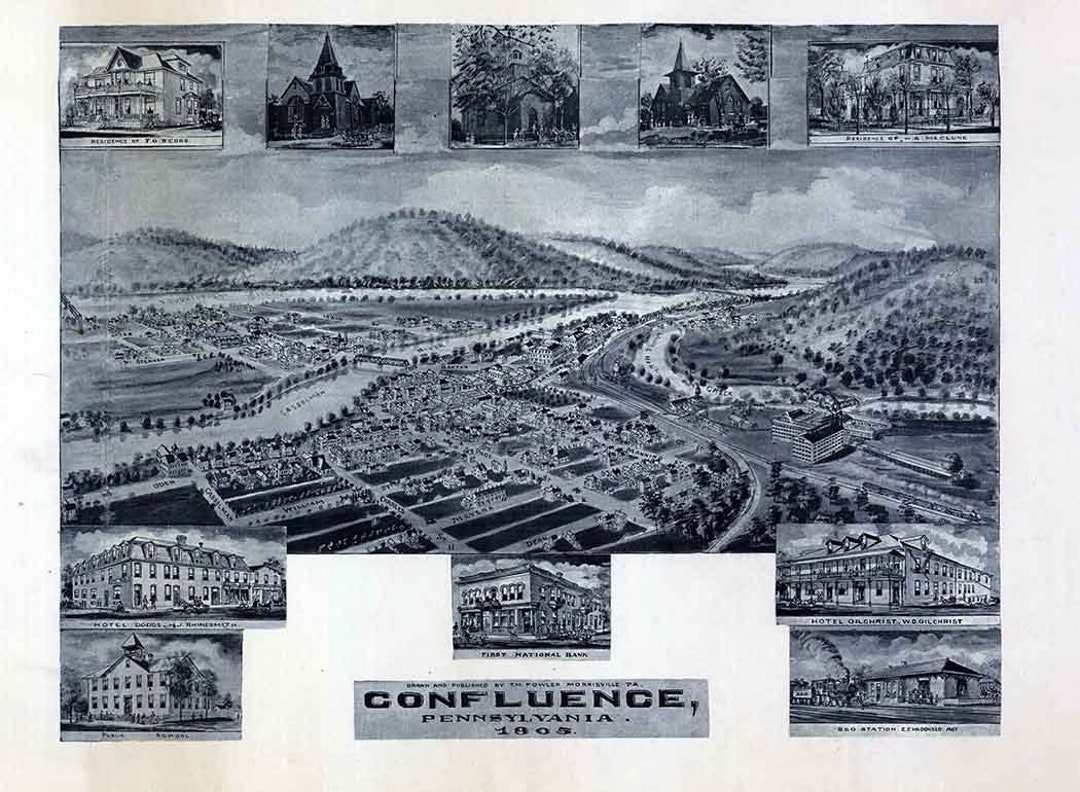 1905 Panoramic Map of Confluence Pennsylvania - Etsy