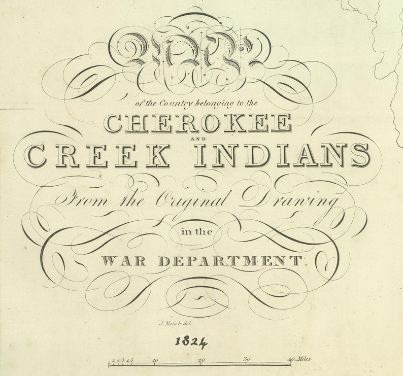 1824 Map of Cherokee and Creek Indians in Georgia and Alabama - Etsy