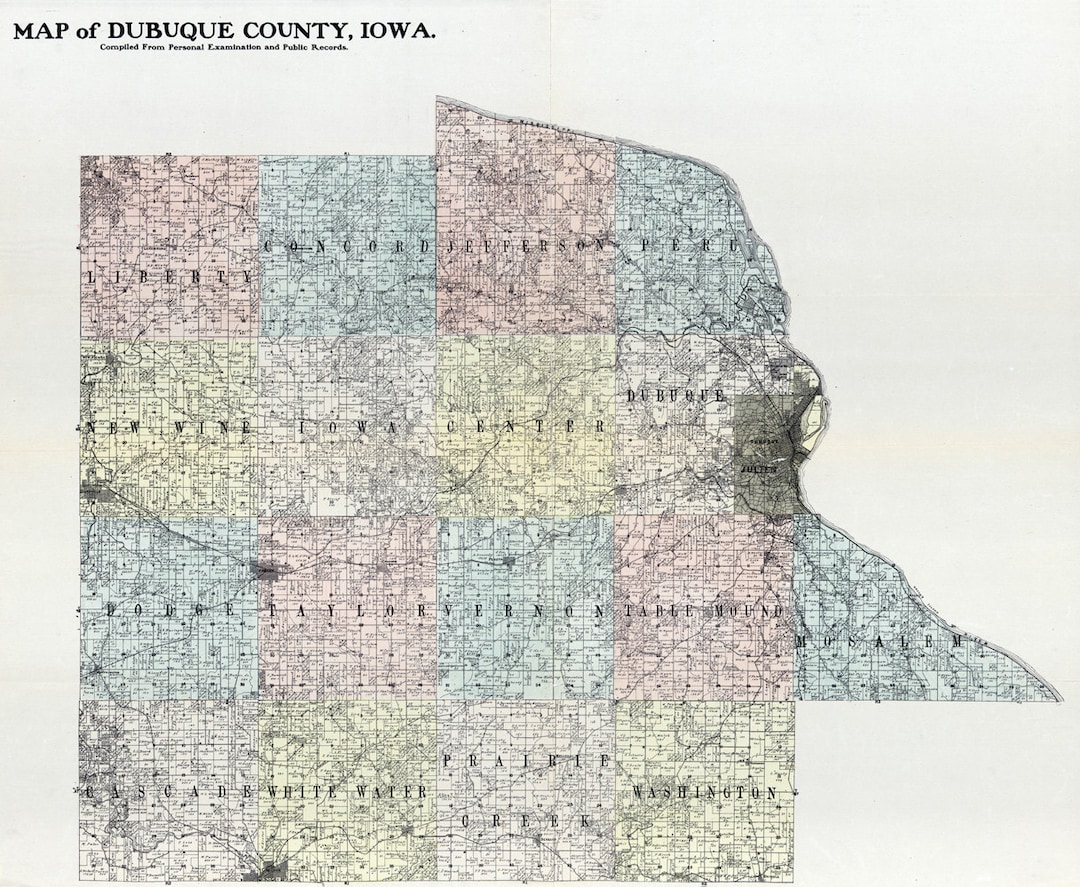 1900 Map of Dubuque County Iowa - Etsy