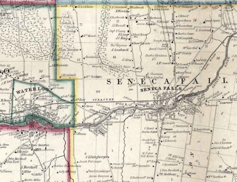 1852 Farm Line Map of Seneca County New York Waterloo - Etsy