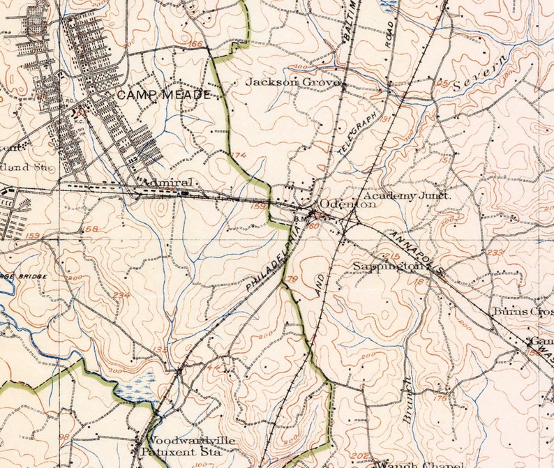 1917 Map of Anne Arundel County Maryland Topography - Etsy