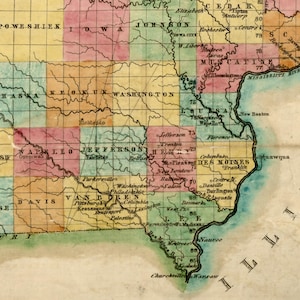 1845 Map of Iowa - Etsy