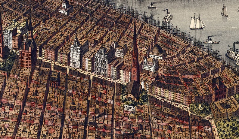 1875 Panoramic Map of New York City and Brooklyn - Etsy