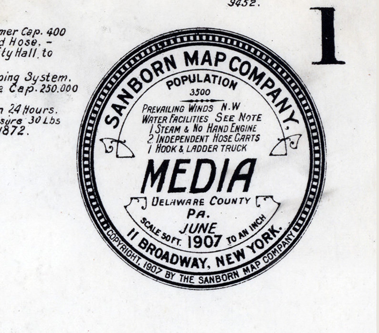 1907 Town Map of Media Delaware County Pennsylvania - Etsy