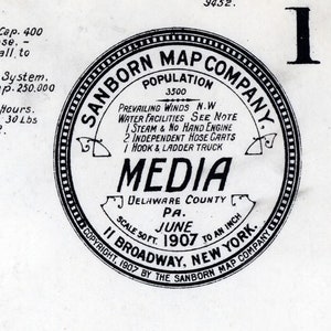 1907 Town Map of Media Delaware County Pennsylvania - Etsy