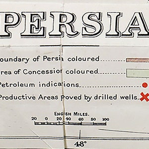 1909 Map of Persia Middle East Oil Well Fields - Etsy