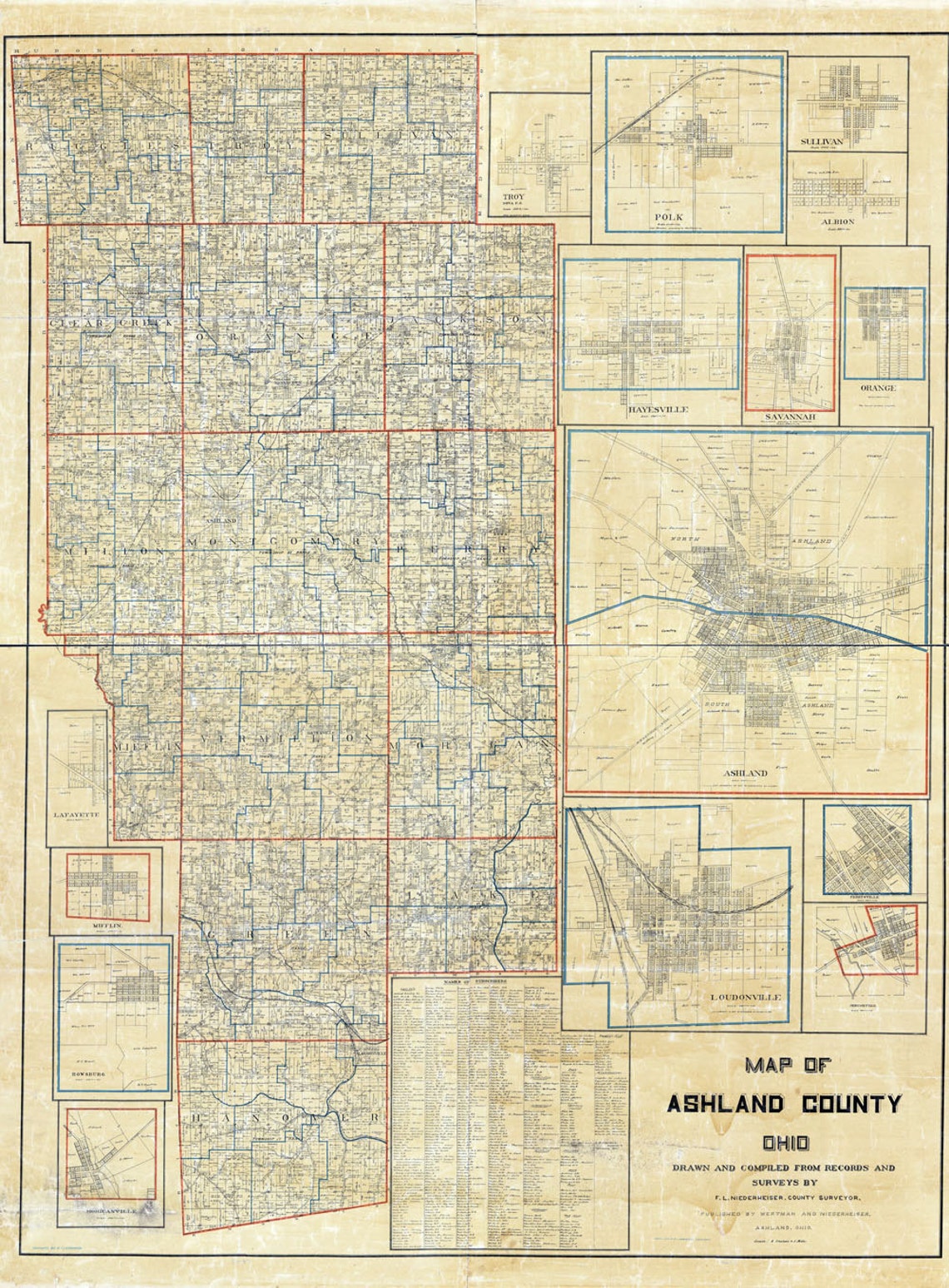 1897 Farm Line Map of Ashland County Ohio Loudenville Ashland | Etsy