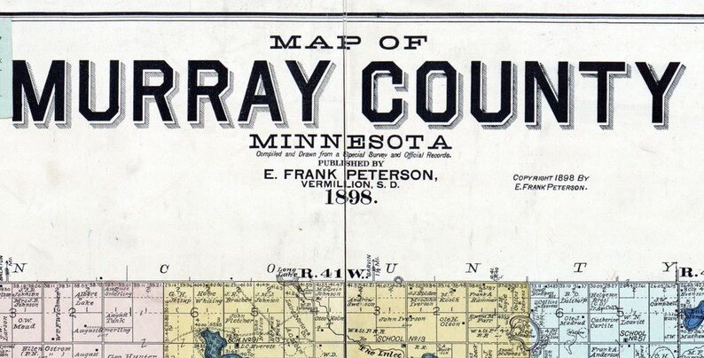 1898 Map of Murray County Minnesota Slayton - Etsy