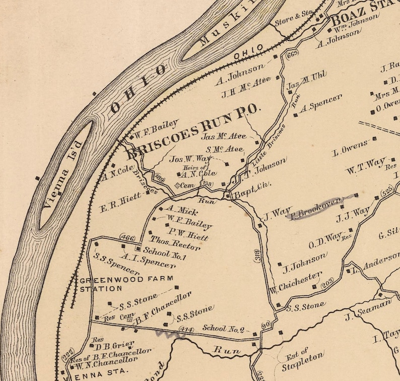 1886 Map of Williams District Wood County West Virginia - Etsy