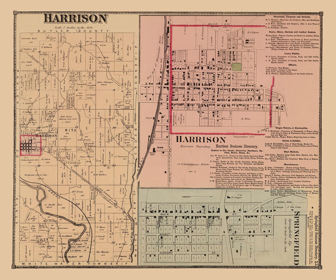 1869 Map of Harrison Hamilton County Ohio - Etsy