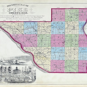 1872 Map of Pike County Illinois - Etsy