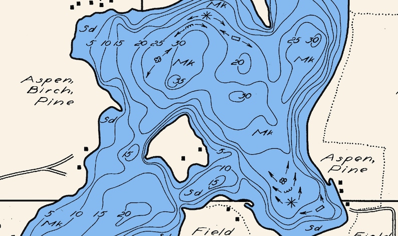 1940 Map of Shishebogama Lake Oneida and Vilas County Wisconsin - Etsy