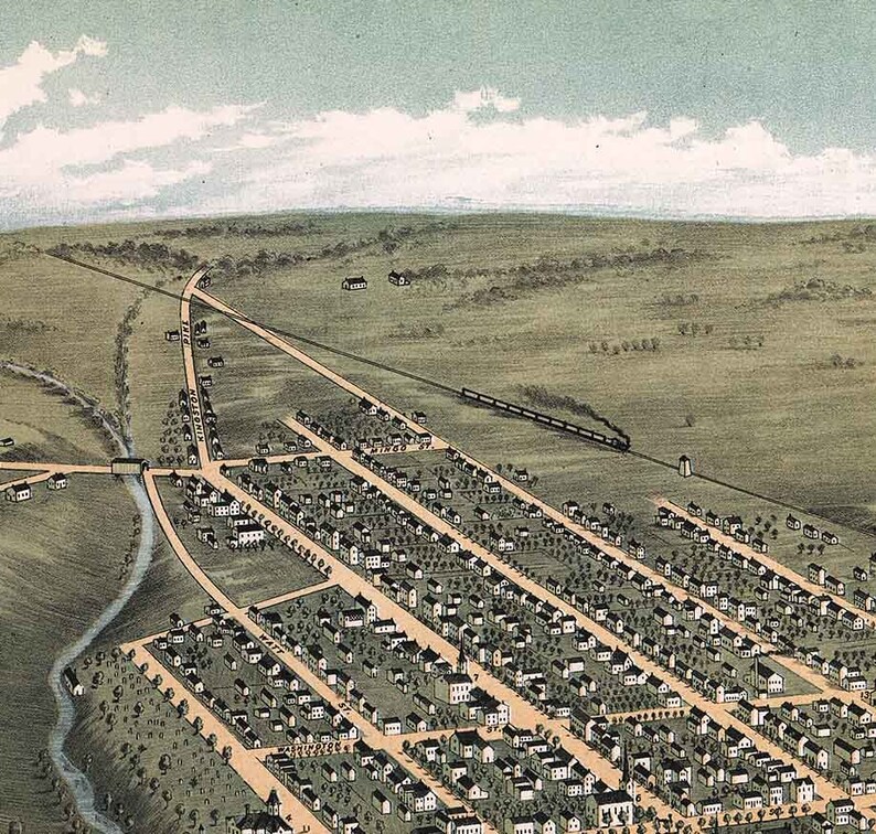 1876 Panoramic Map of Circleville Pickaway County Ohio - Etsy