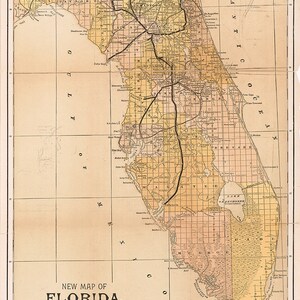 1885 Map of Florida Showing Railroad Connections - Etsy