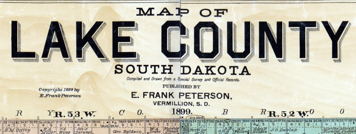 1899 Map of Lake County South Dakota Madison | Etsy