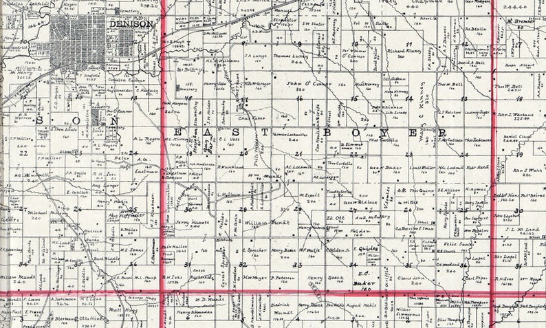1898 Map of Crawford County Iowa Denison - Etsy