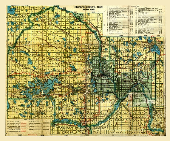 1910 Map of Hennepin County Minnesota - Etsy
