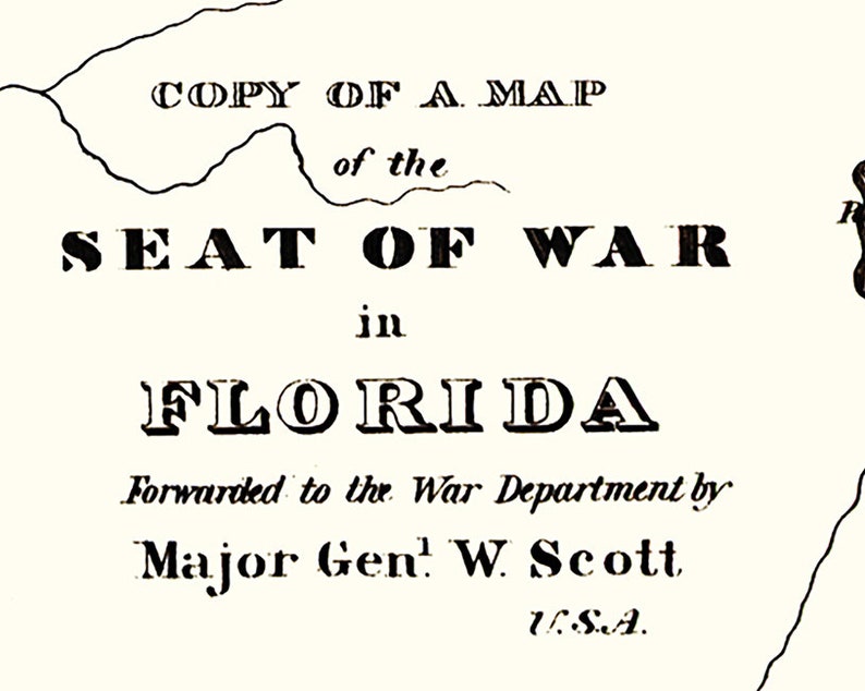 1835 Map of the Florida Seminole Wars | Etsy