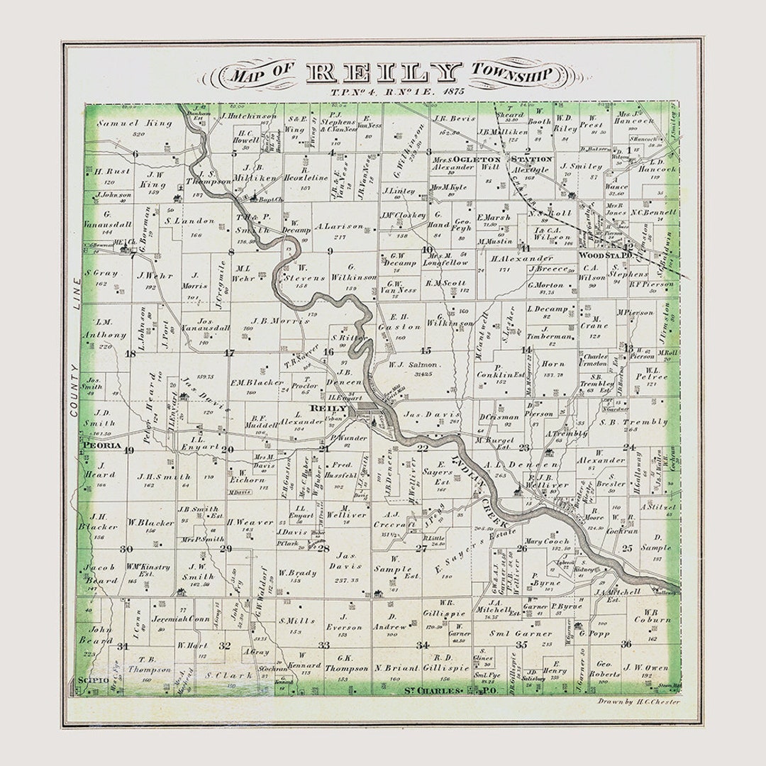1875 Map of Reily Township Butler County Ohio - Etsy