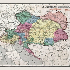 1856 Map of Austrian Empire - Etsy