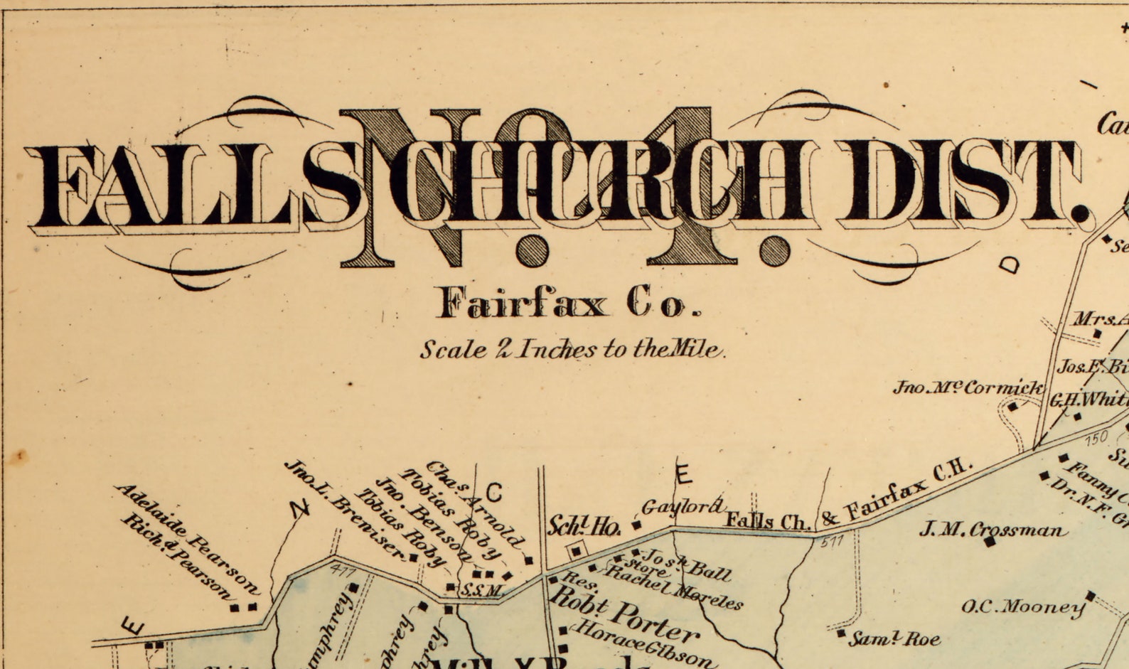 1879 Map of Falls Church District Fairfax County Virginia - Etsy
